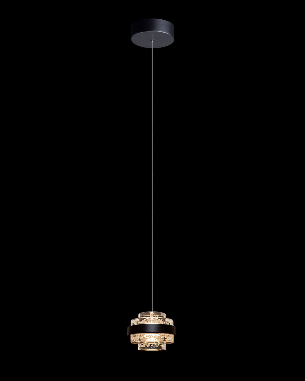 Geo LED Single IP44 Champagne Pendant Matt Black Dimmable Light ...