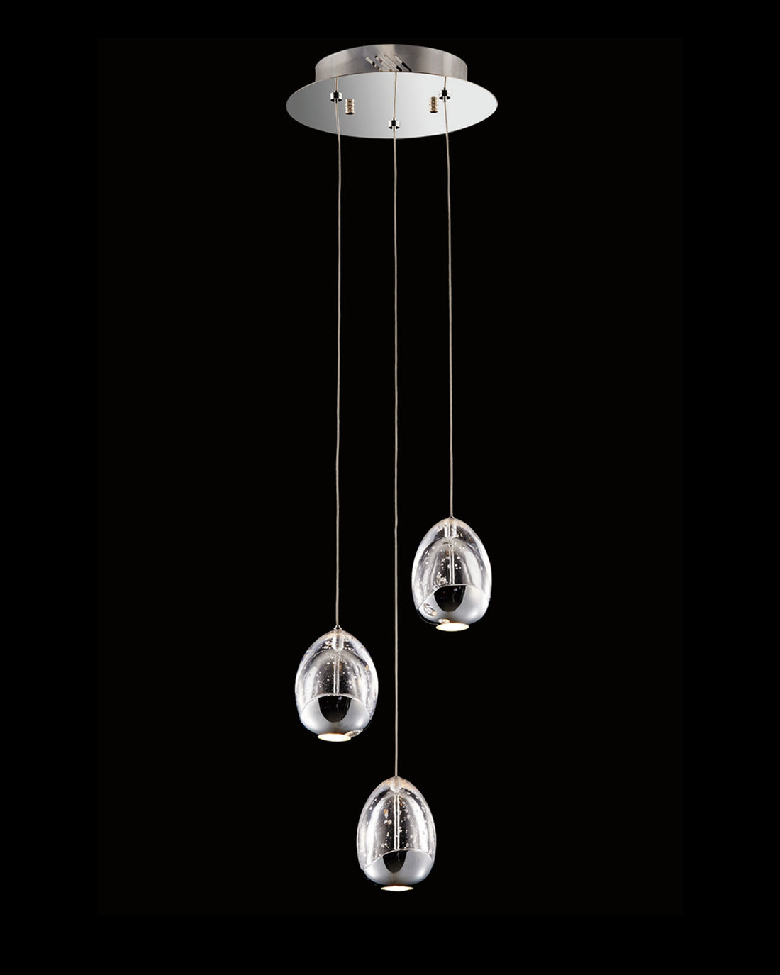 Terrene 3Lt Spiral Pendant Chrome Dimmable Illuminati Light ...