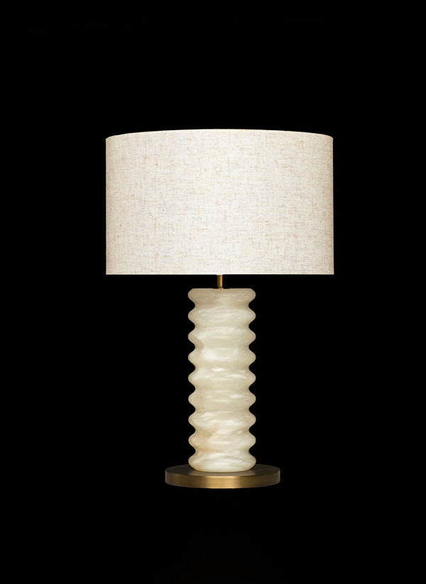 Alabaster Medium Ribbed Table Lamp Antique Brass – Illuminati Lighting UK